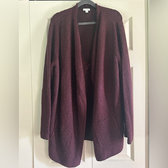 J. Jill | Sweaters | J Jill Cardigan Sweater Size Xl Maroon Red Ribbed ...